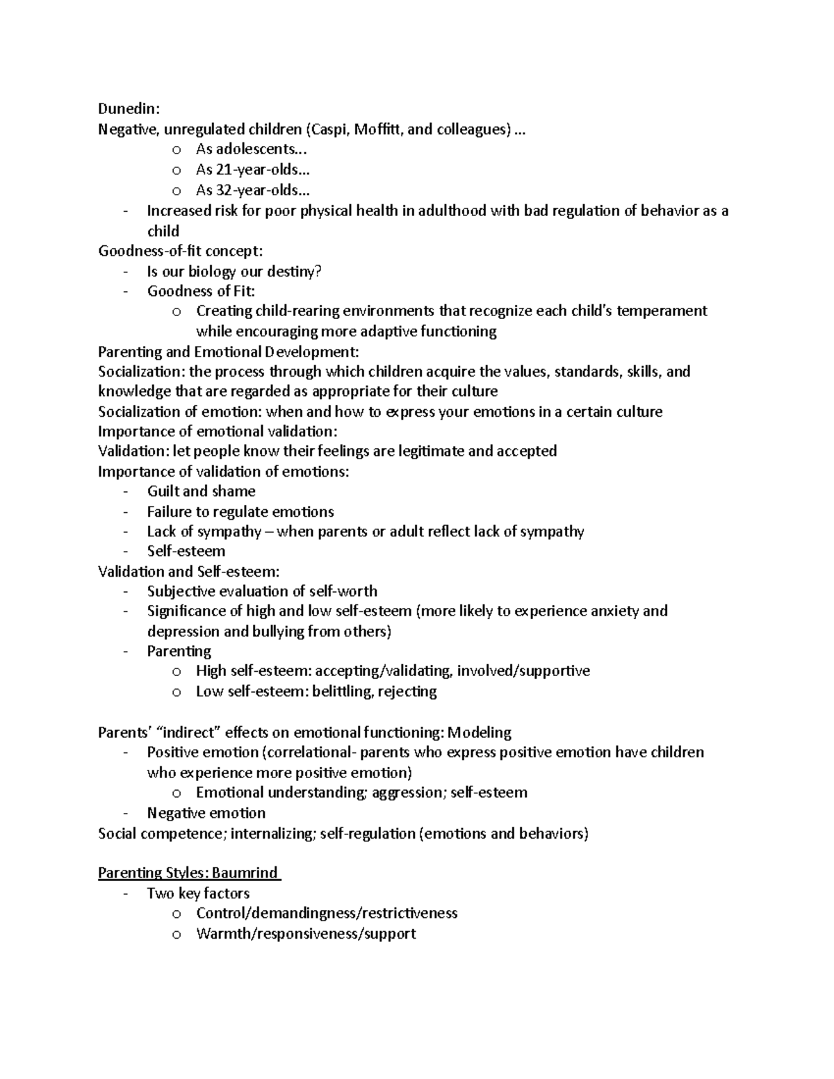 Developmental review sheet - Dunedin: Negative, unregulated children ...