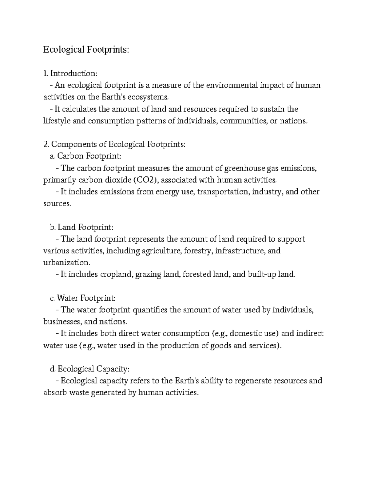 Ecological Footprints - Ecological Footprints: Introduction: An ...