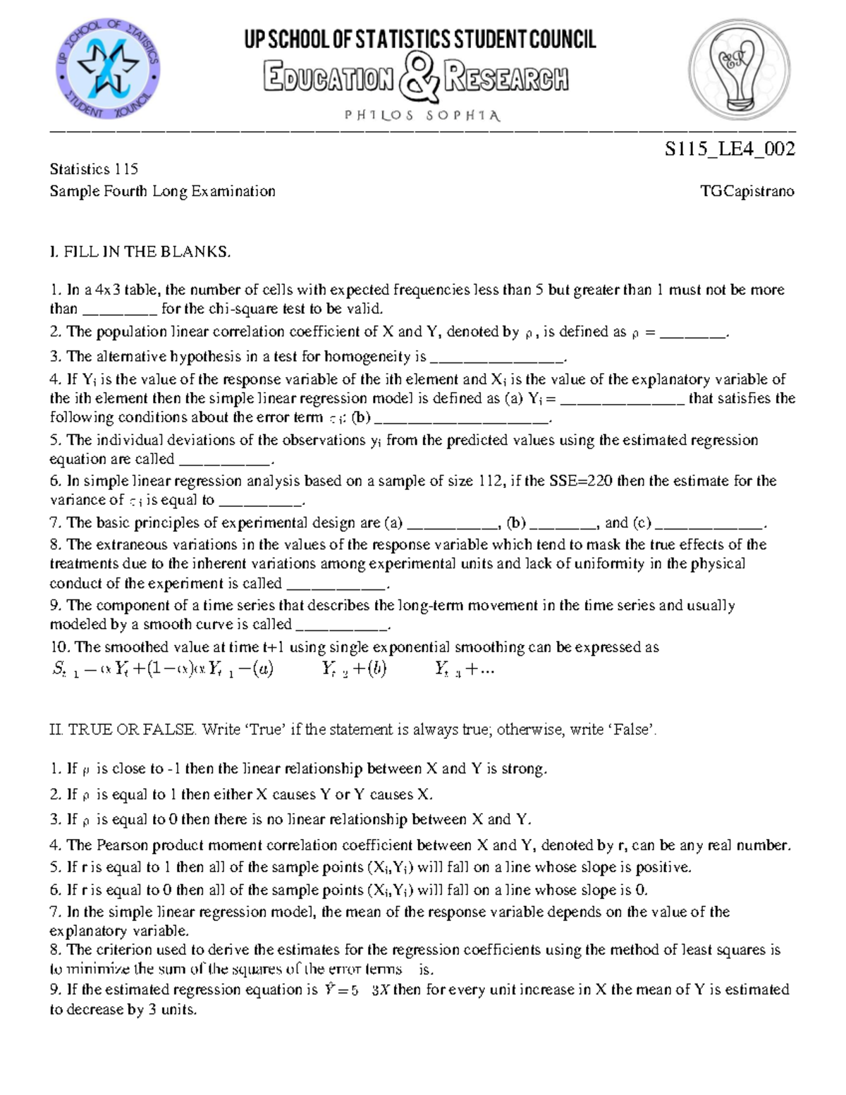 Sample/practice exam 2016, questions - S115_LE4_002 Statistics 115 ...