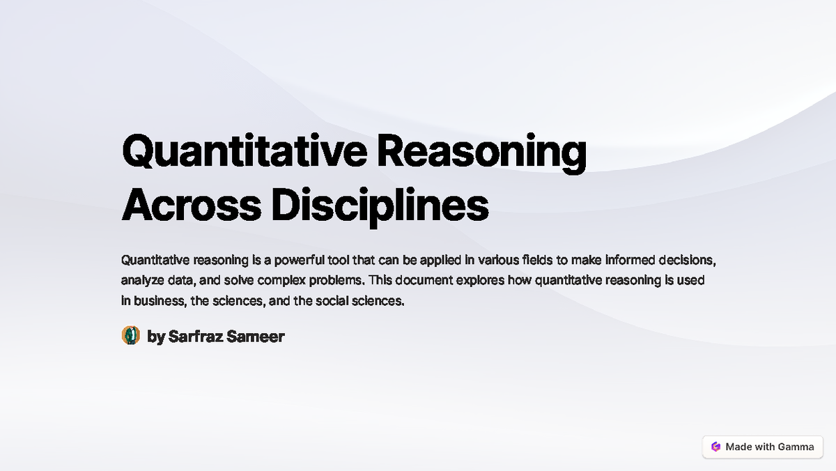 Quantitative Reasoning Across Disciplines - Quantitative Reasoning ...
