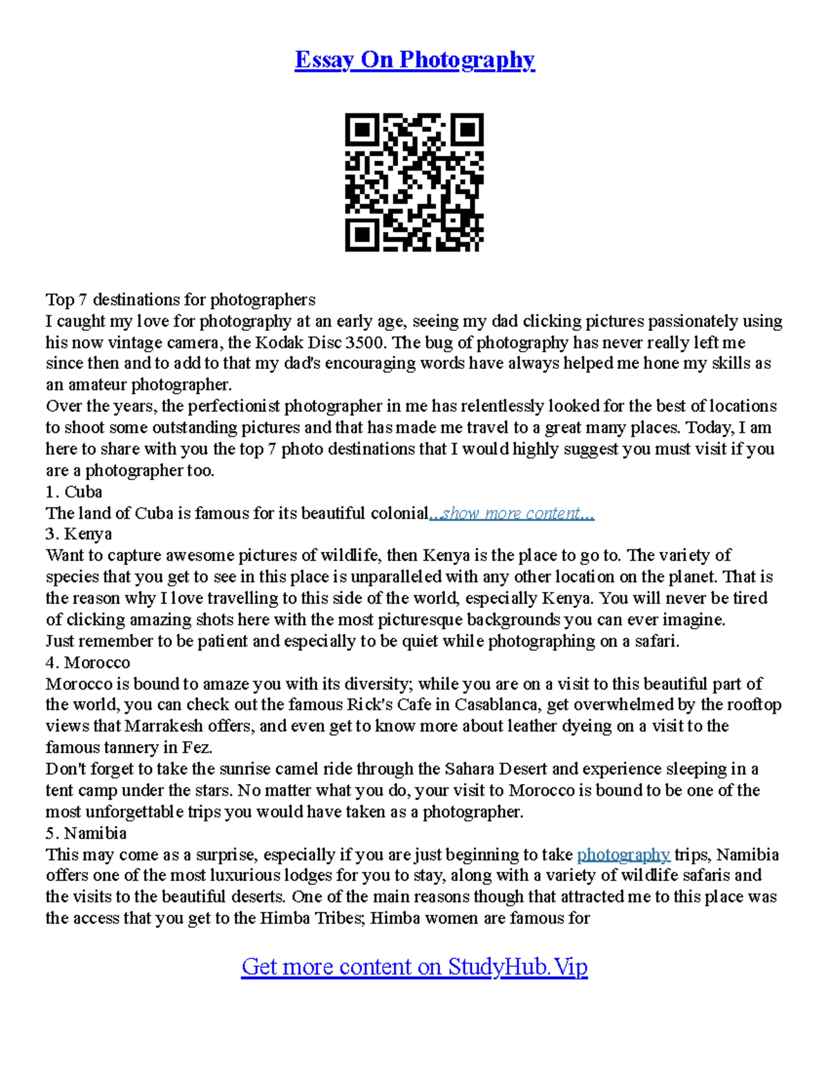 Essays On Photography - Essay On Photography Top 7 destinations for ...