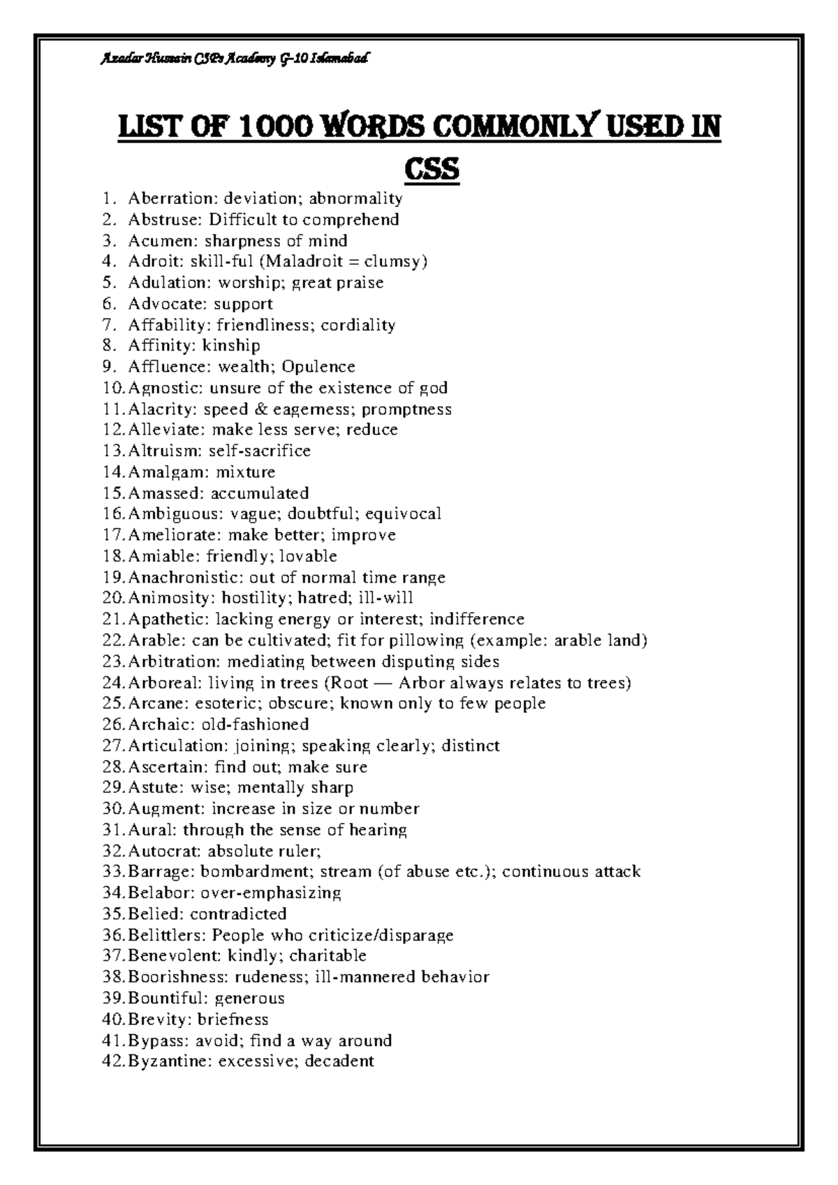List of 1000 Words Commonly Used in CSS - List of 1000 Words Commonly ...