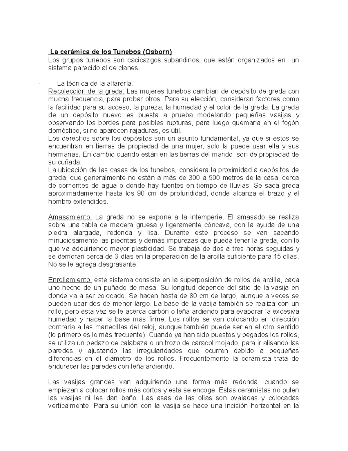 La cerámica de los Tunebos - La cerámica de los Tunebos (Osborn) Los ...