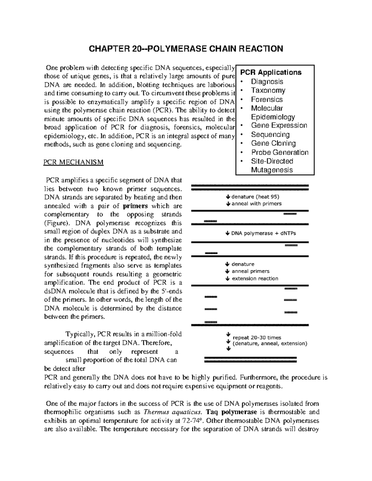 Chapter 20- Polymerase Chain Reaction - CHAPTER 20-POLYMERASE CHAIN ...