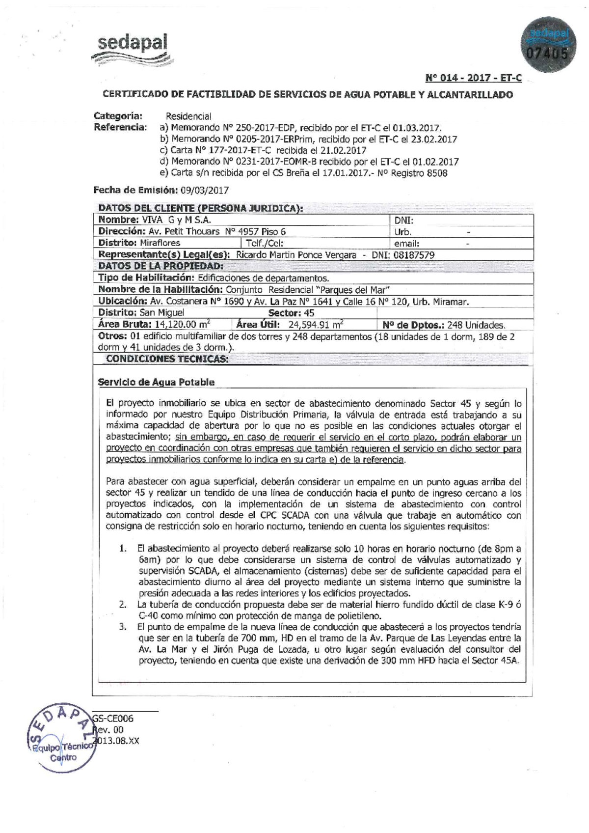 Certificado DE Factibilidad DE AGUA - Instalaciones Sanitarias - Studocu