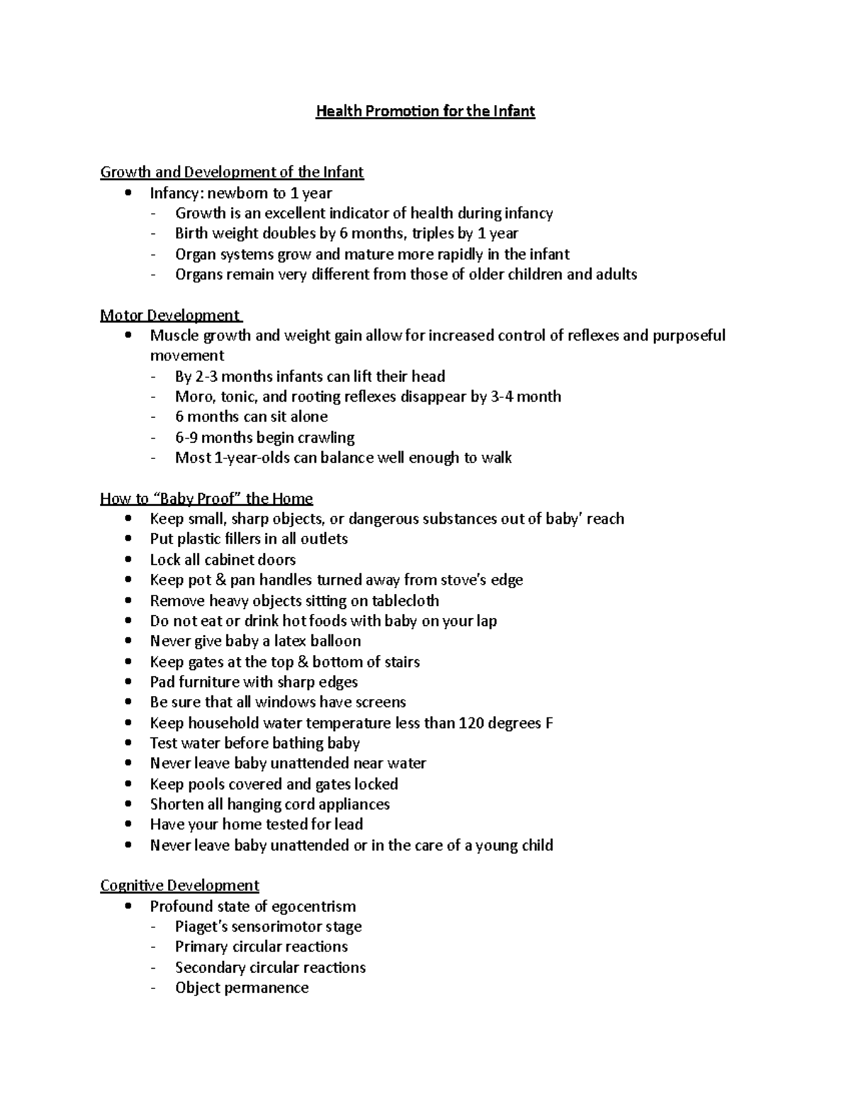 Health Promotion for the Infant - Health Promotion for the Infant ...