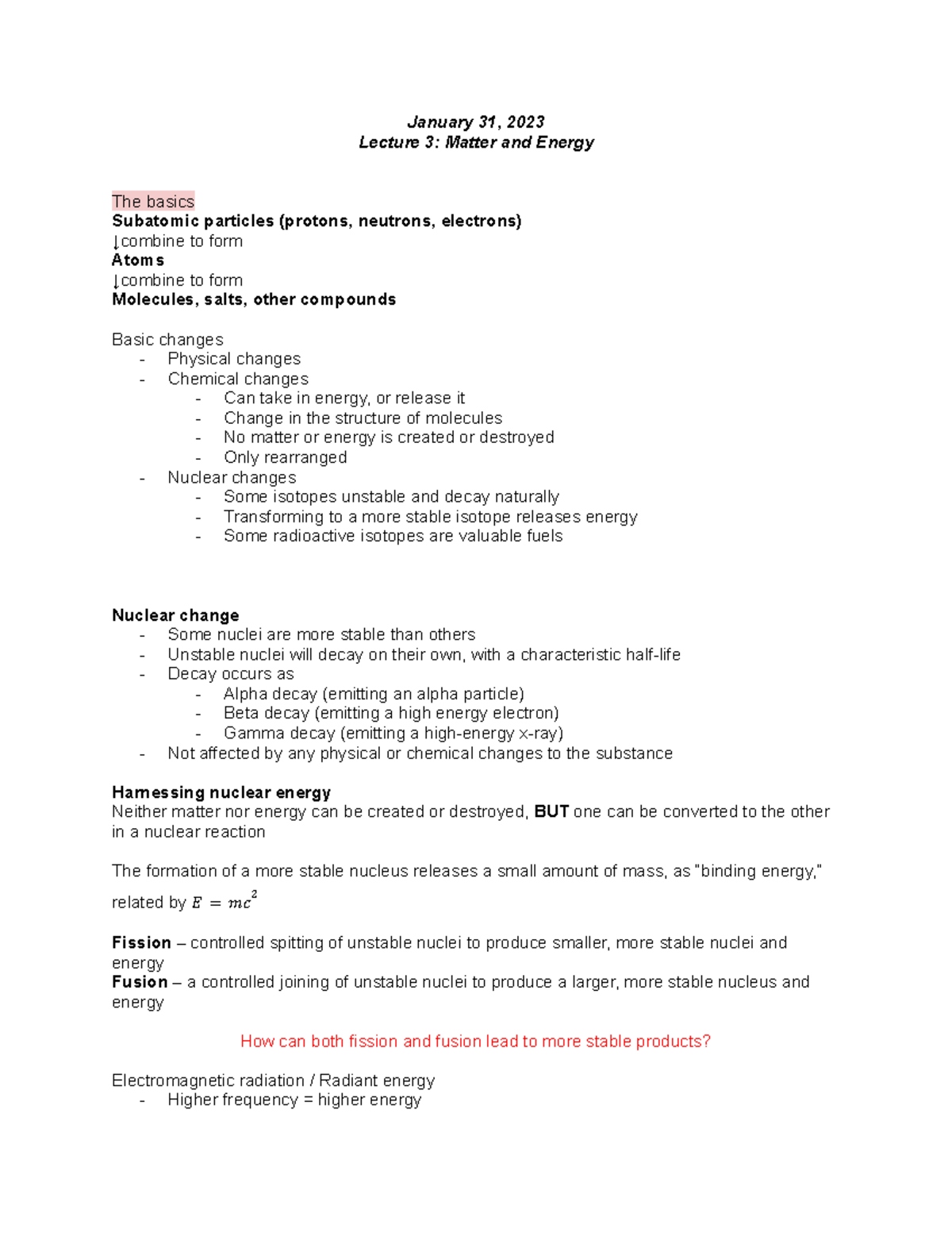 EE100 Spring'23 Lecture 3 - January 31, 2023 Lecture 3: Matter and ...