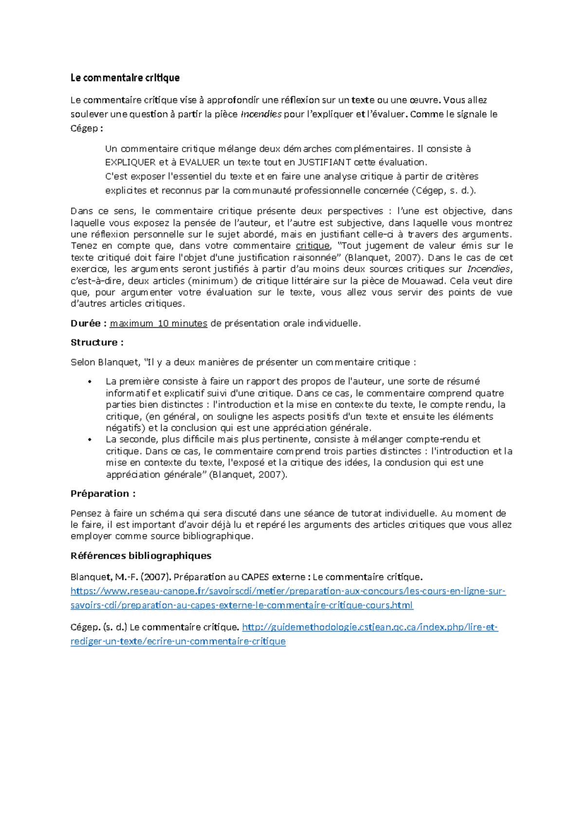 Commentaire critique - Vous allez soulever une question à partir la ...