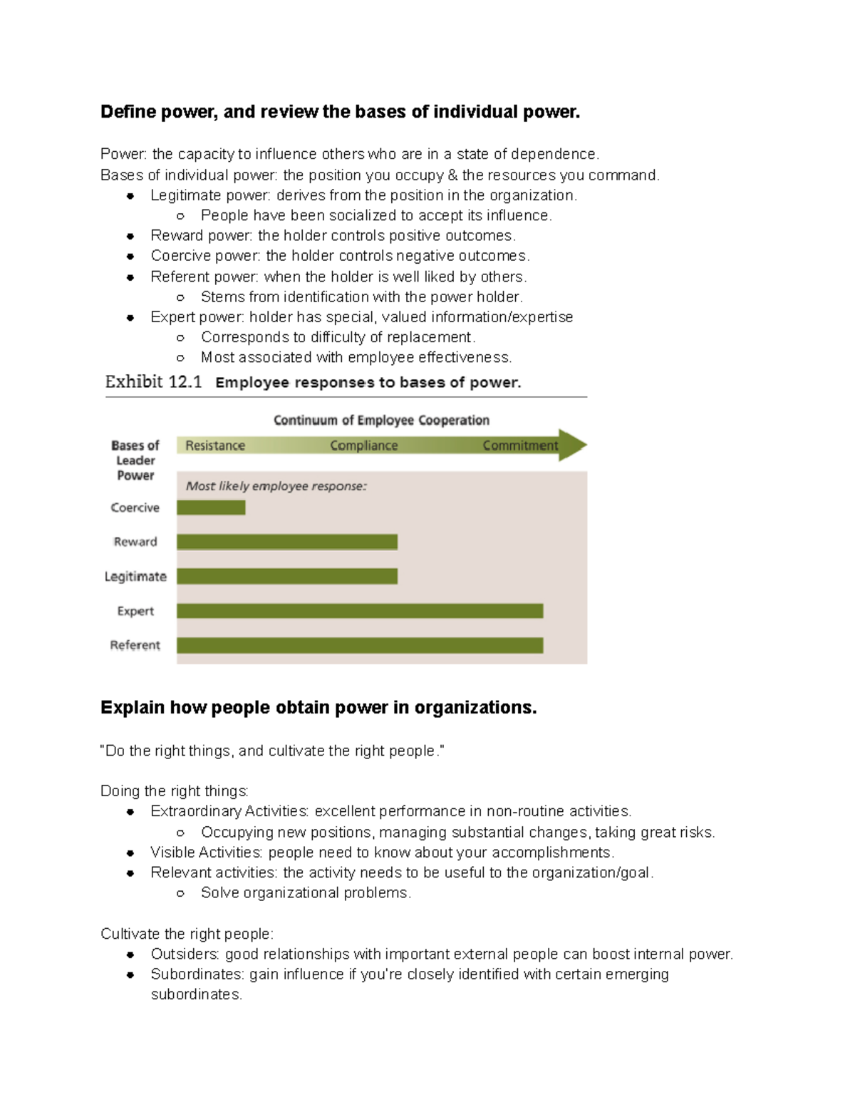 Module 11 - Power, Politics, Ethics - Define power, and review the ...