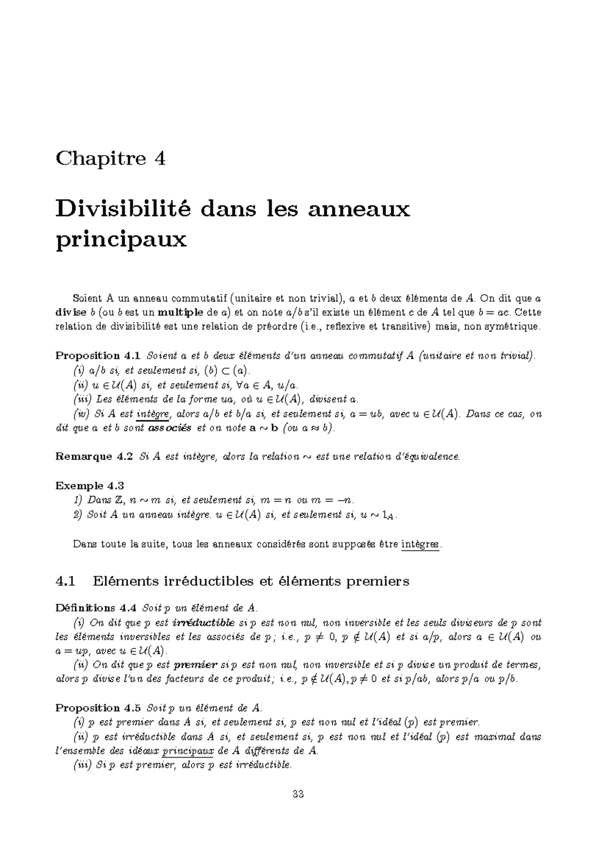 Cour alg6 chapitre 4 - $ % ! !! " !& " - Studocu