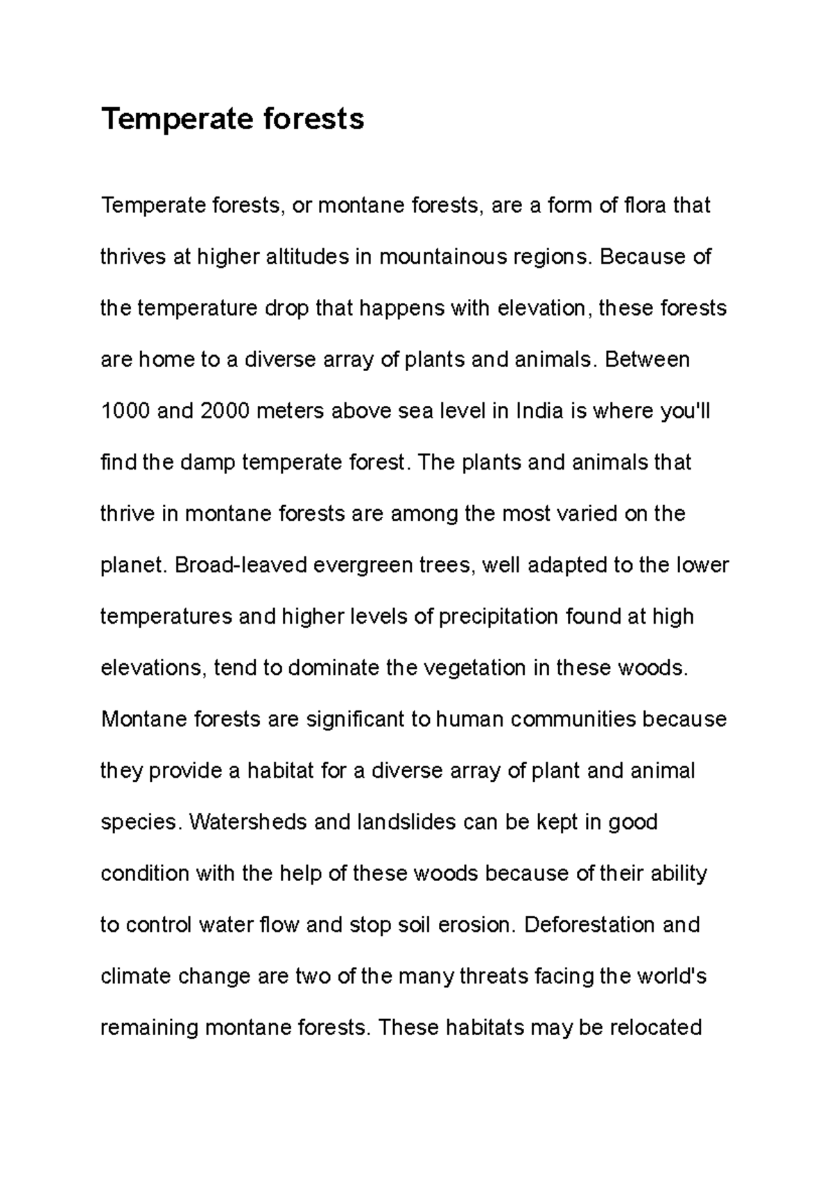 Temperate forests - Notes - Temperate forests Temperate forests, or ...