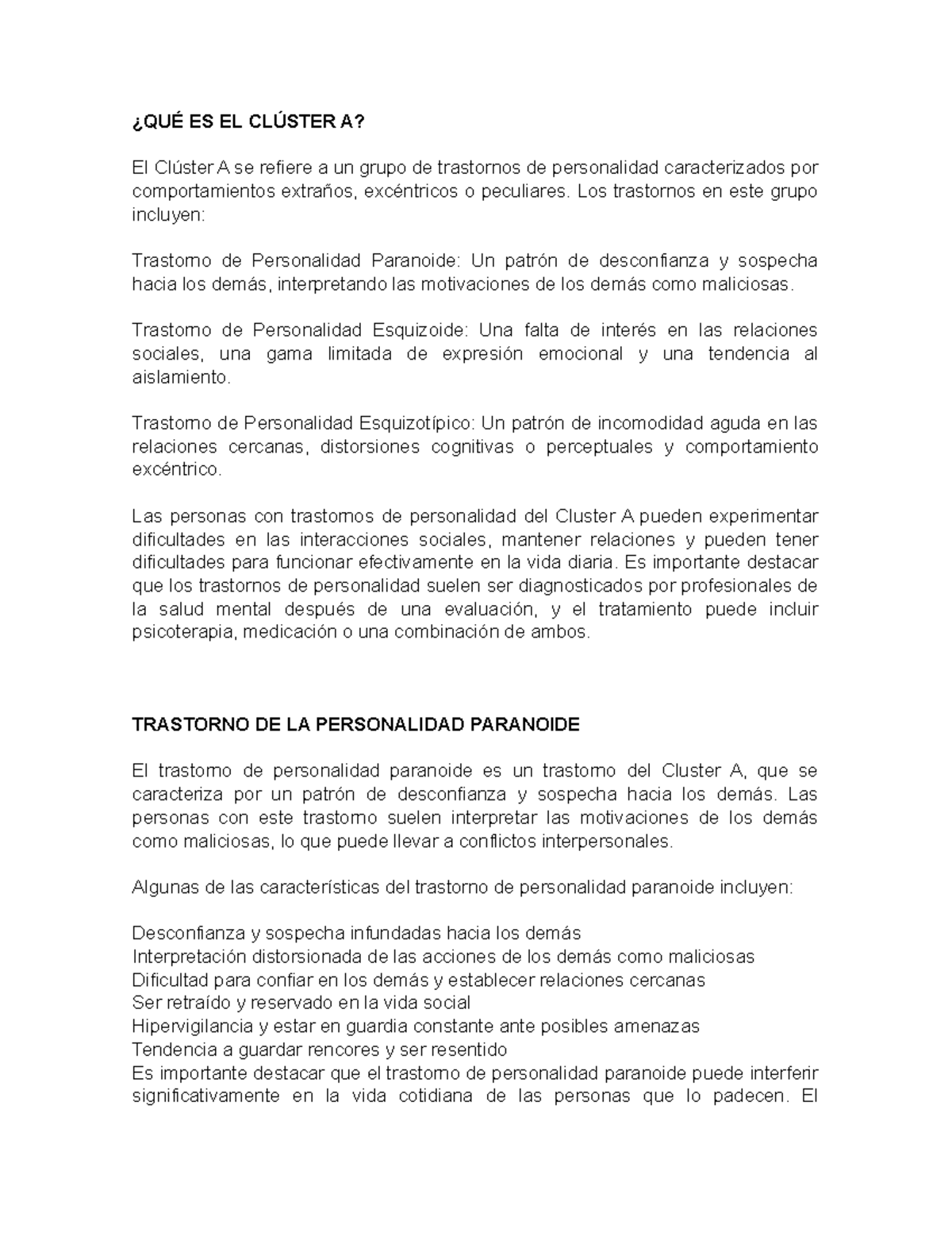 Cluster A - ¿QUÉ ES EL CLÚSTER A? El Clúster A se refiere a un grupo de ...