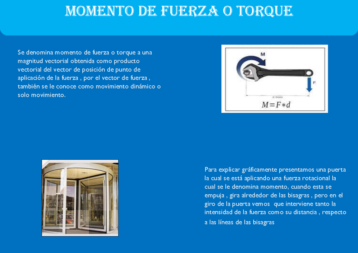 Infografia sobre momento de fuerza - Momento de fuerza o torque Se ...