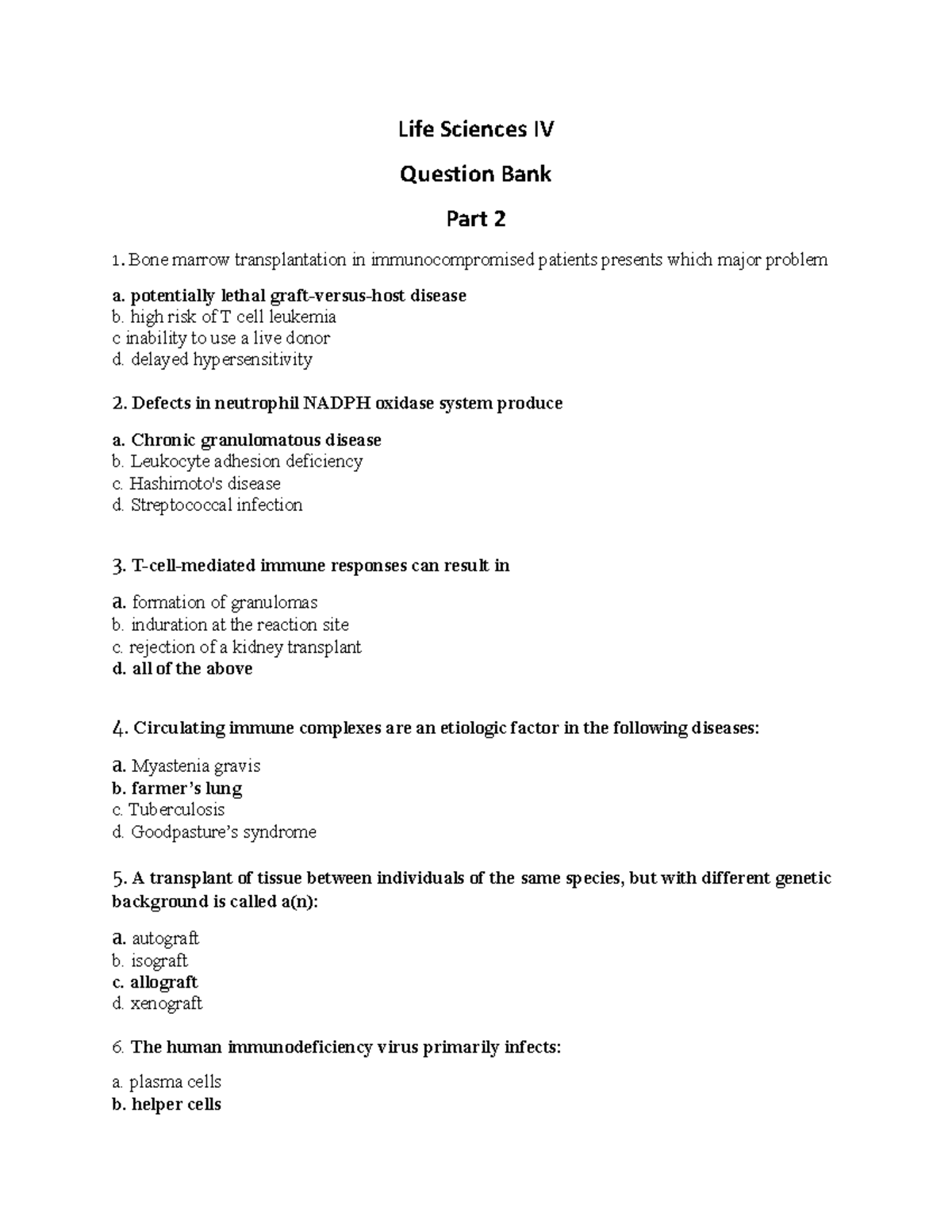 Life Sciences IV QBank part 1.docx (1) - Life Sciences IV Question Bank ...