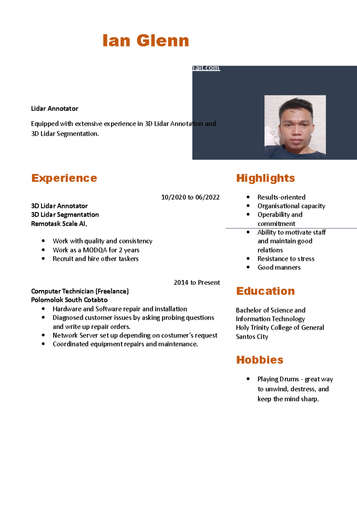 Resume 012 - Student guide - Lidar Annotator Equipped with extensive ...