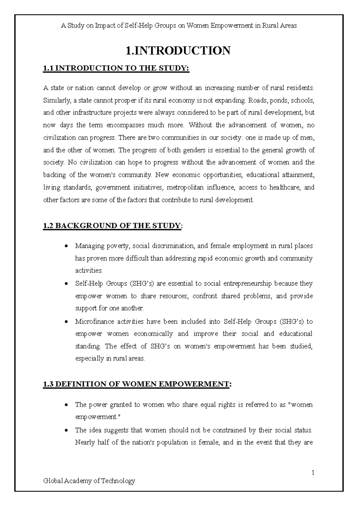Introduction Hv Rc - Report - 1 1 1 INTRODUCTION TO THE STUDY: A state ...