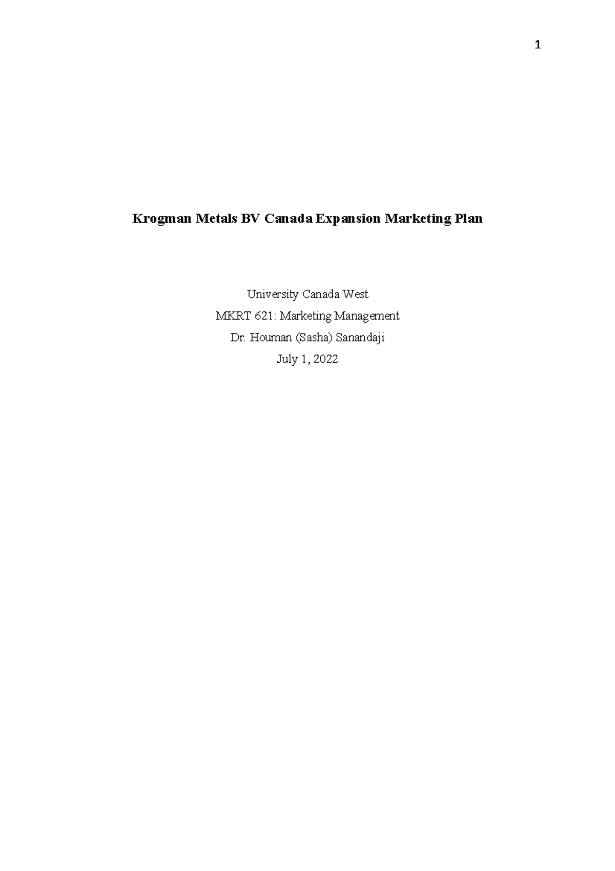 MKRT SWOT - MKRT SWOT - Krogman Metals BV Canada Expansion Marketing ...