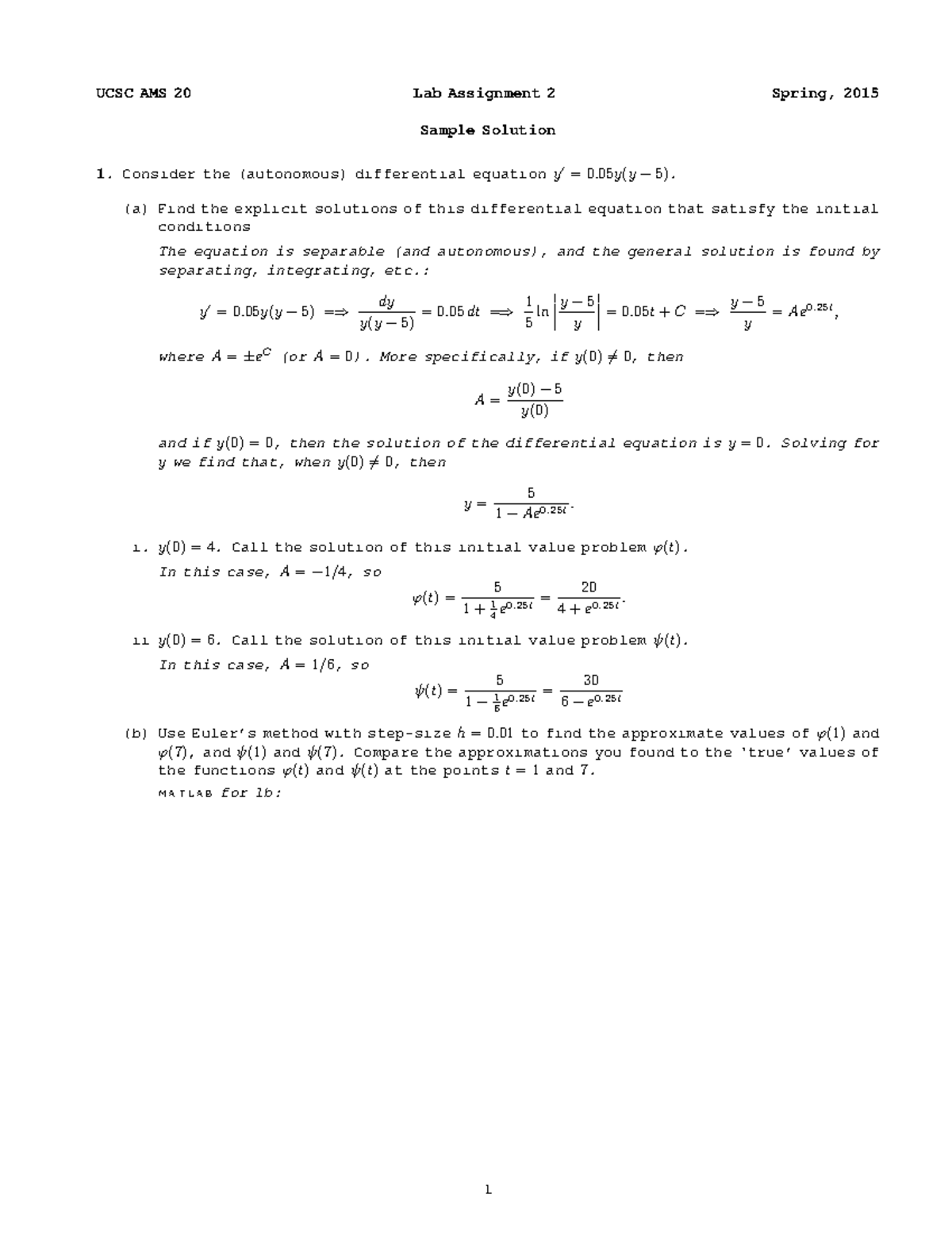 Labass 2sol copy - AMS 20 Spring 2015 Lab Assignment Solutions - UCSC ...
