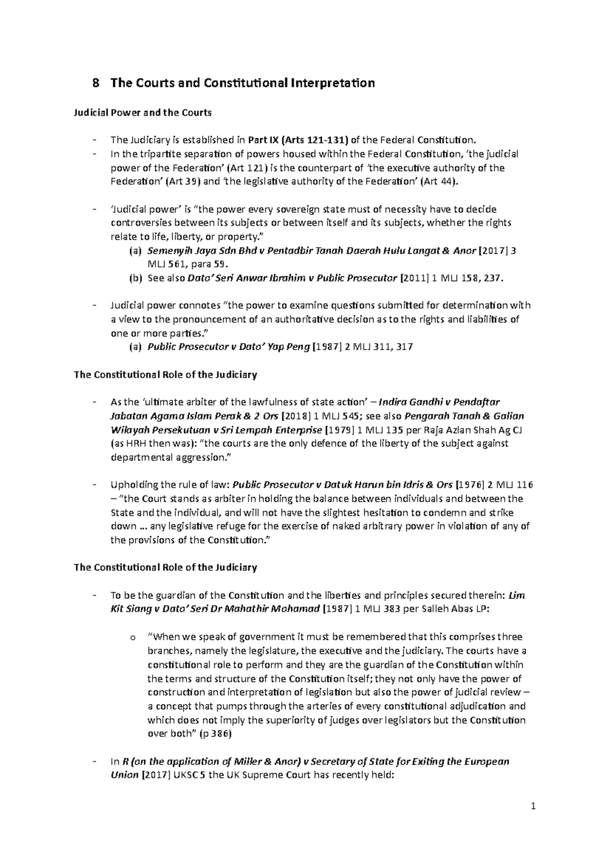 Note8 The Courts and Constitutional Interpretation - 8 The Courts and ...