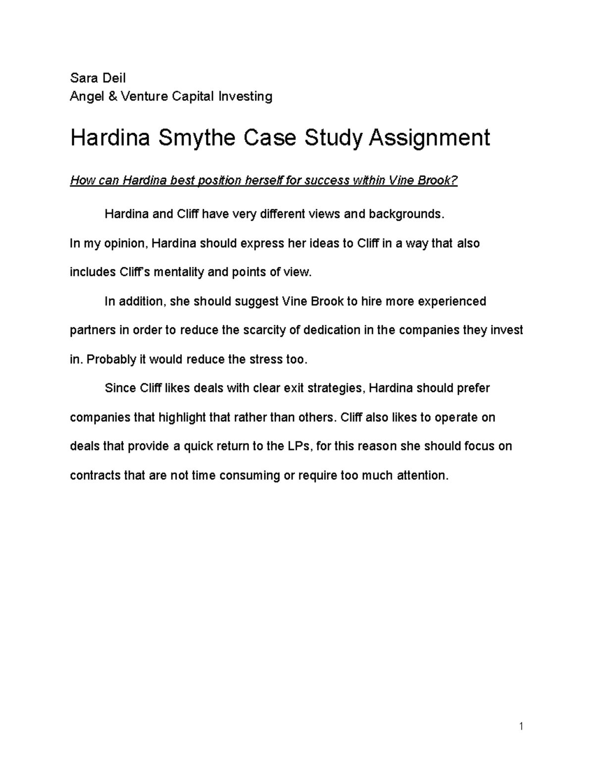 Hardina - Deil paper - power point - Sara Deil Angel & Venture Capital ...