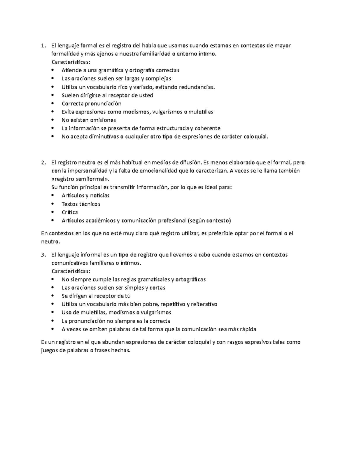 Niveles de formalidad - Descripción - El lenguaje formal es el registro ...