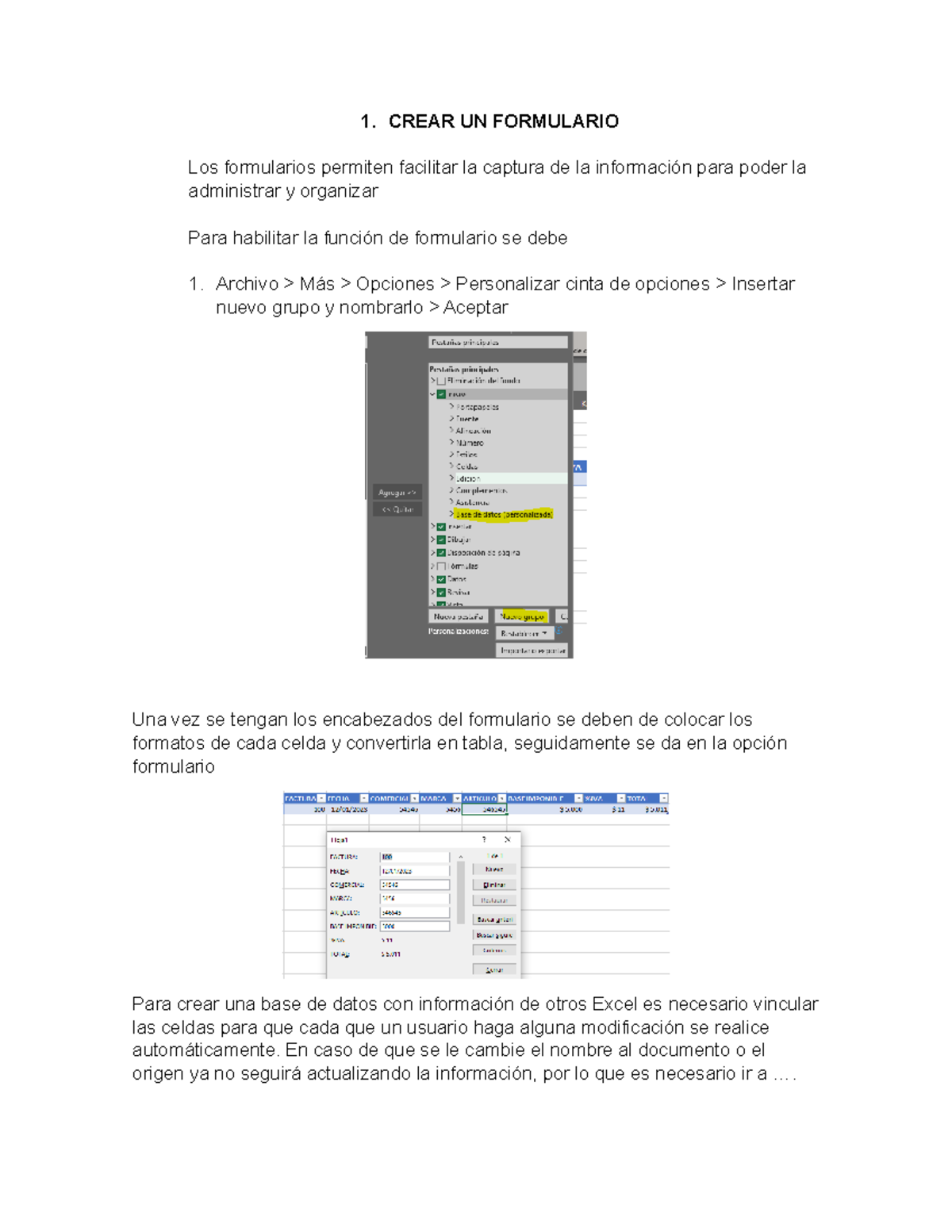 Excel Avanzado PARA Analisis DE Datos - 1. CREAR UN FORMULARIO Los formularios permiten ...