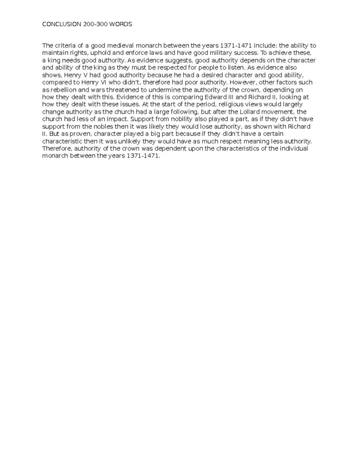 5 - Conclusion - These are all notes for the Medieval History British ...