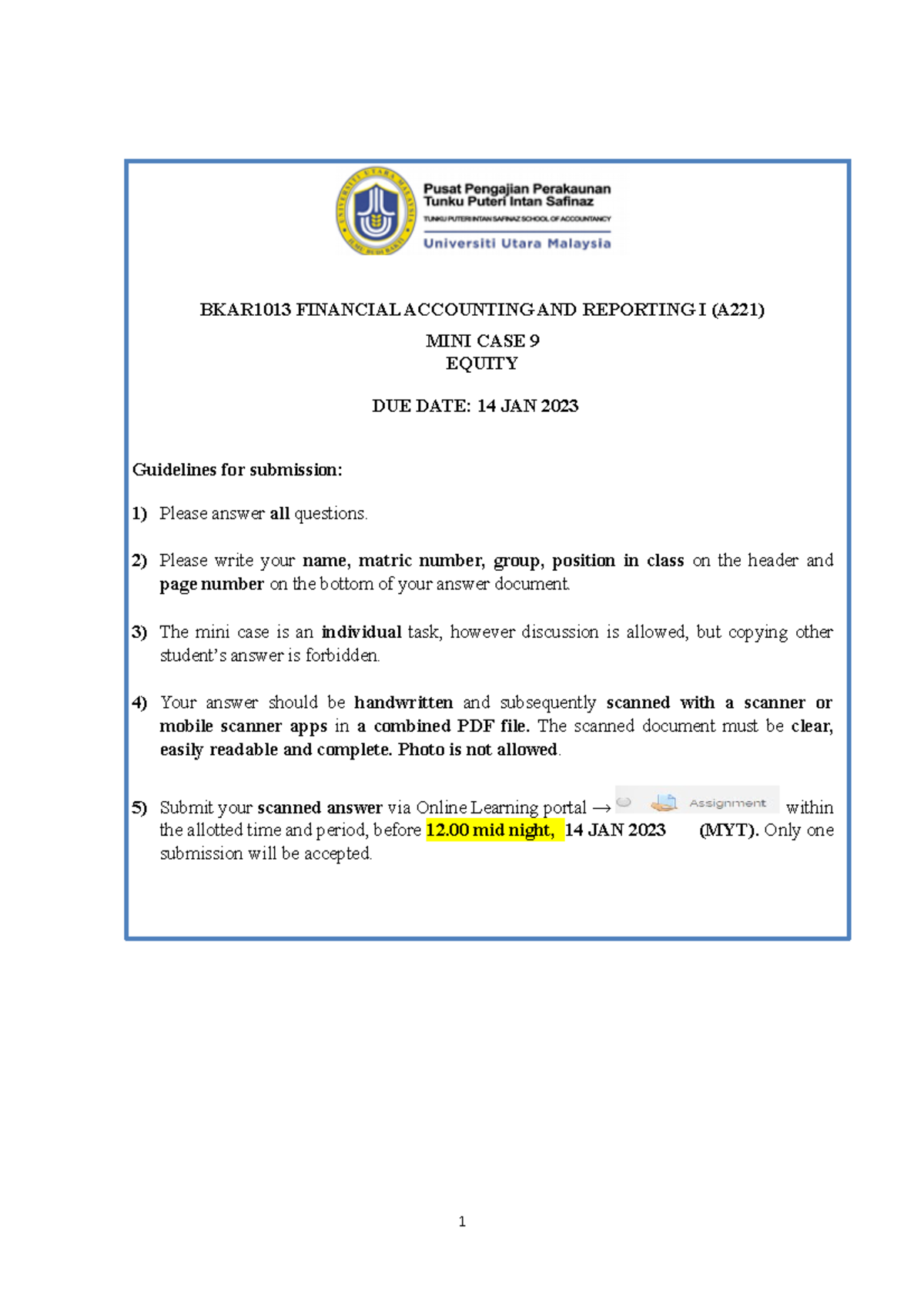 A221 MC 9 Equity - students - BKAR1013 FINANCIAL ACCOUNTING AND ...