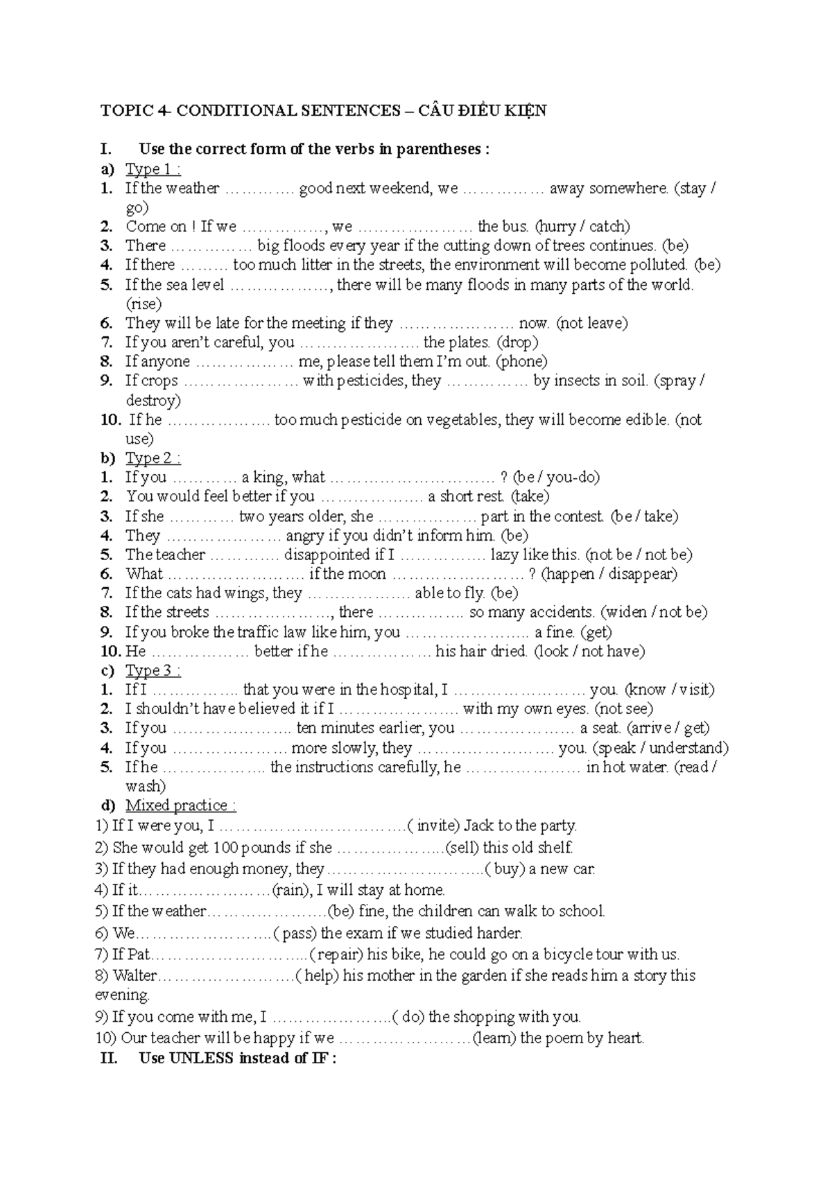 Topic 4 - Conditional Sentences notes part 1 - TOPIC 4- CONDITIONAL ...