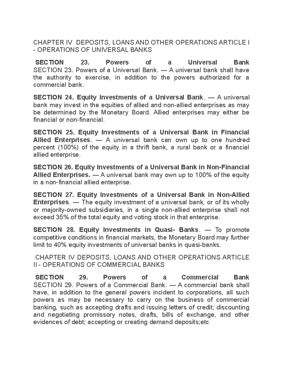 Chapter 4-6 NIL Report - CHAPTER IV DEPOSITS, LOANS AND OTHER ...