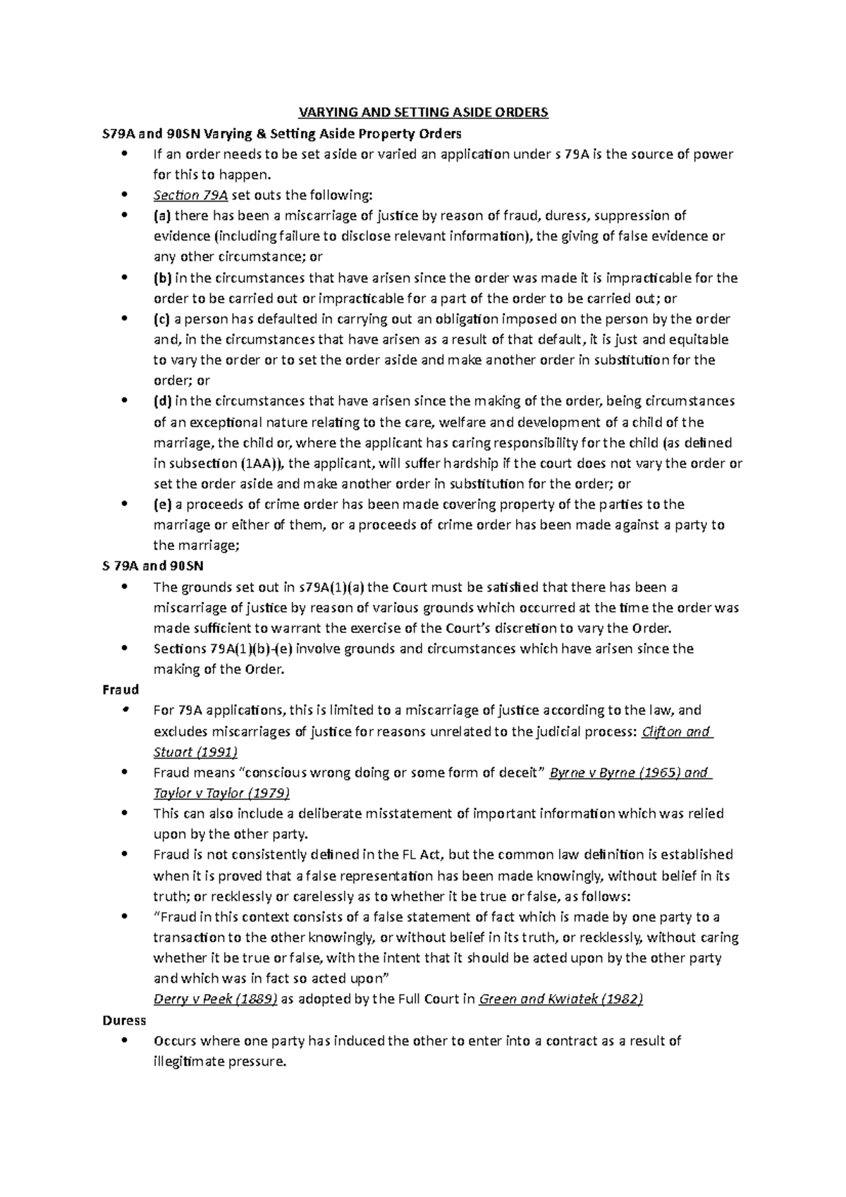 Varying and setting aside orders - VARYING AND SETTING ASIDE ORDERS ...