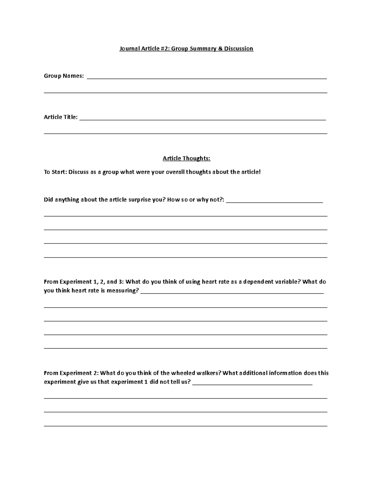 Article 2 Activity- group activity to work on discussing an article ...