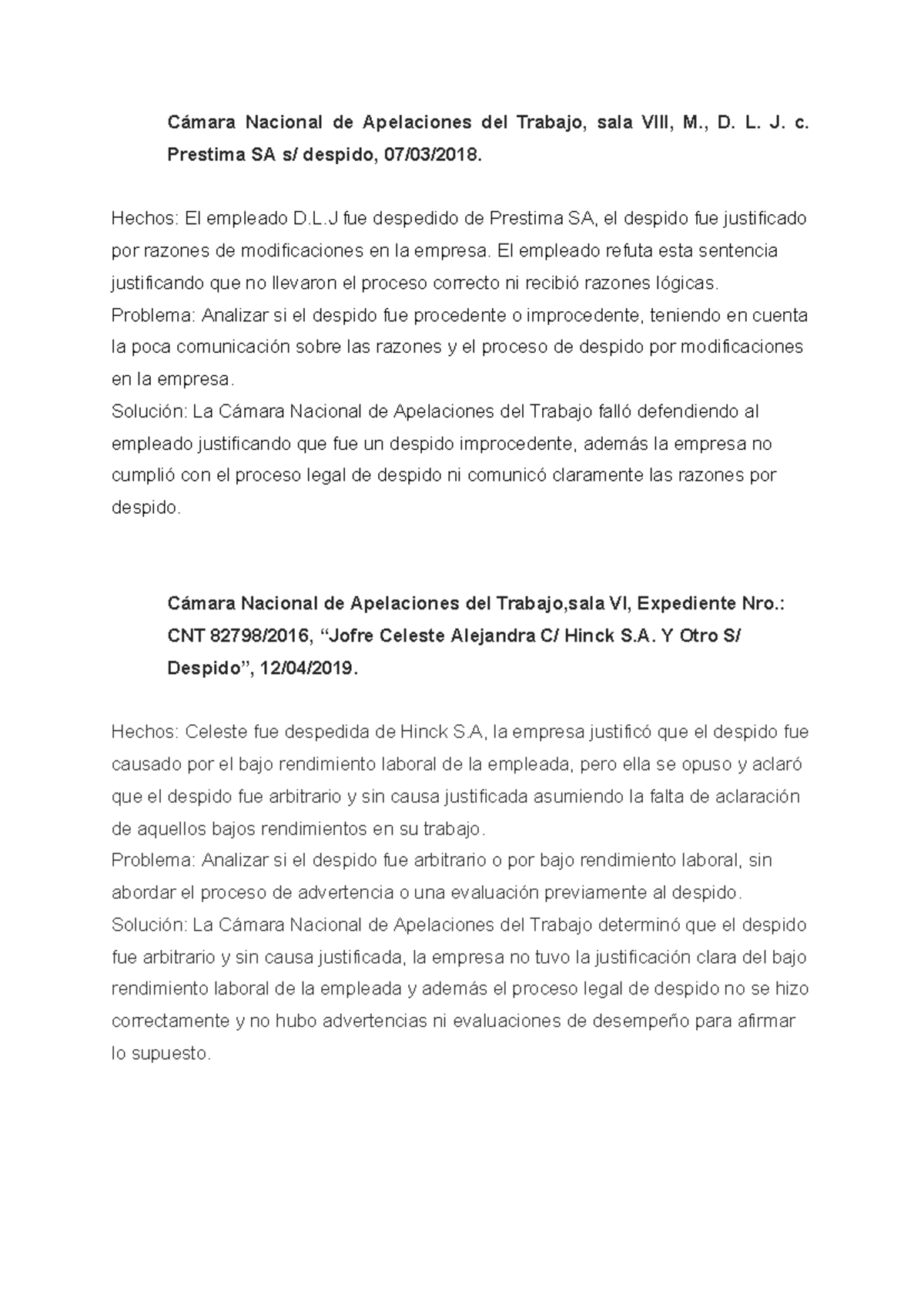 Fallos Mod - Cámara Nacional de Apelaciones del Trabajo, sala VIII, M ...