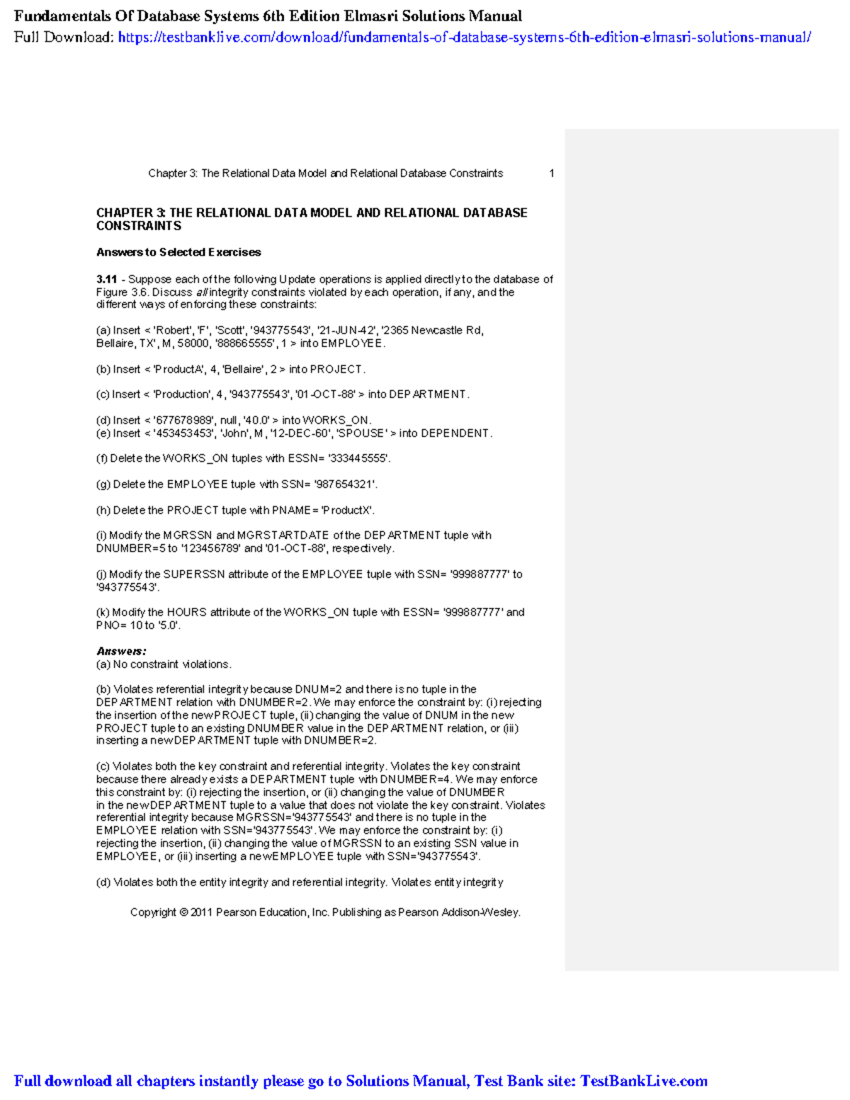 Fundamentals Of Database Systems 6th Edi Chapter 3 The Relational Data Model And Relational