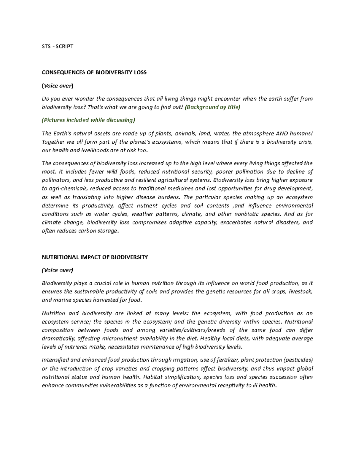 Inbound 2957432099893233867 - STS - SCRIPT CONSEQUENCES OF BIODIVERSITY ...