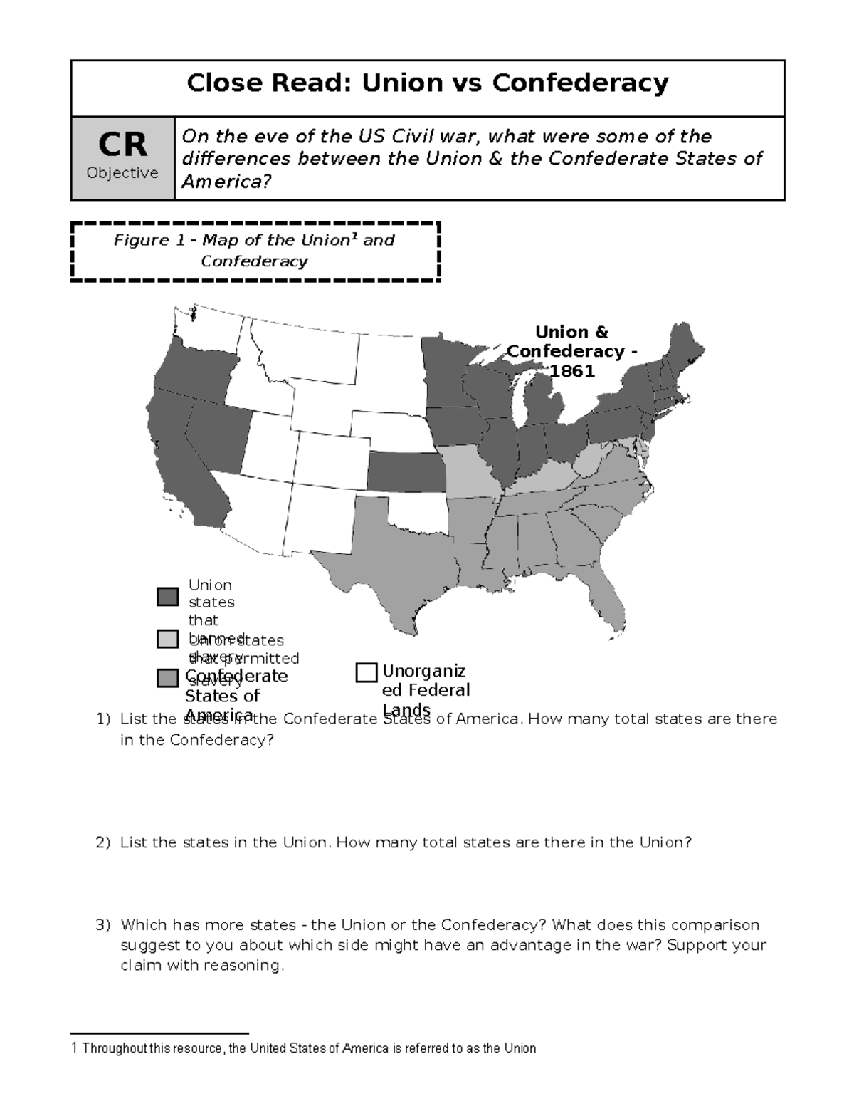 Union vs Confederacy - The parties involved in the civil war. - Close ...