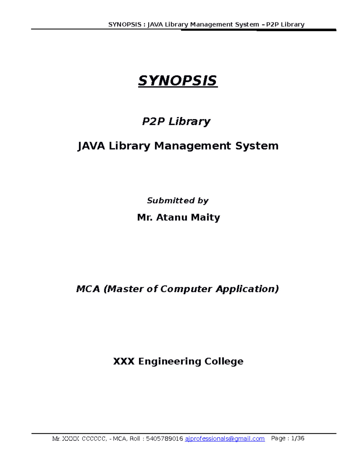 Java library synopsis - Notes related to bca of YCMOU - SYNOPSIS P2P ...