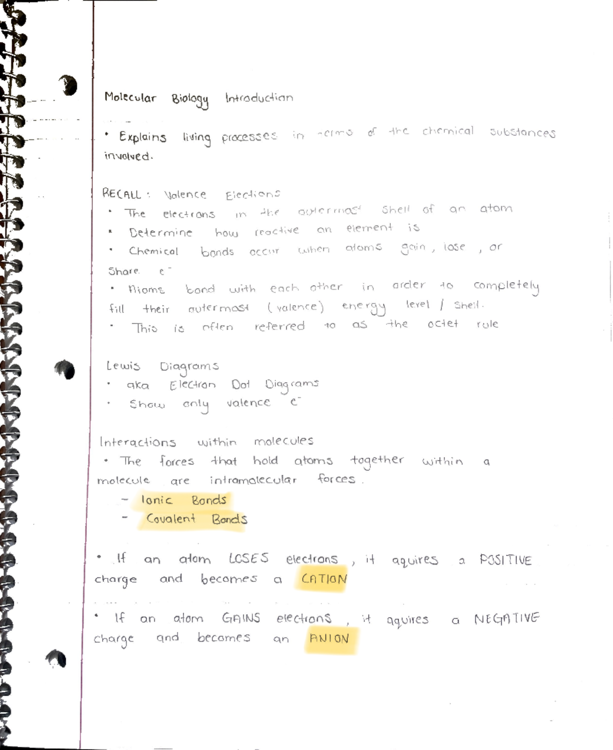 Biochemistry notes - Molecular Biology Introduction Explains living ...