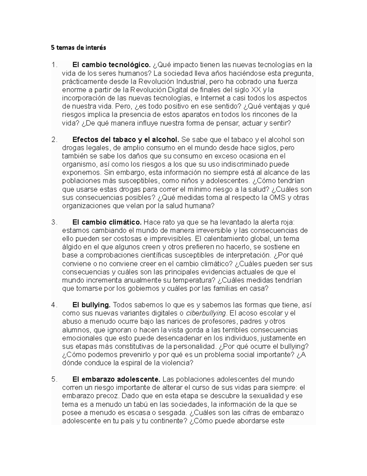 5 temas de interés - 5 temas de interés El cambio tecnológico. ¿Qué ...