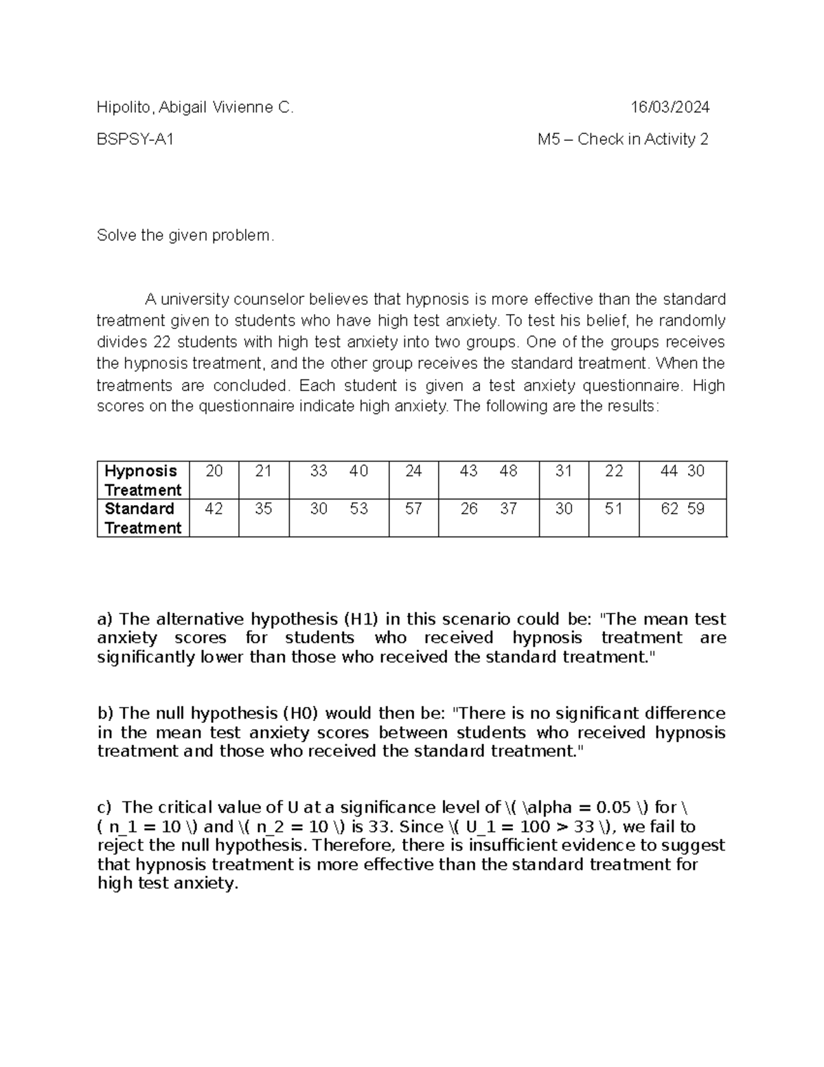 Utdau - M5 - Check in Activity 2 - Hipolito, Abigail Vivienne C. 16/03 ...