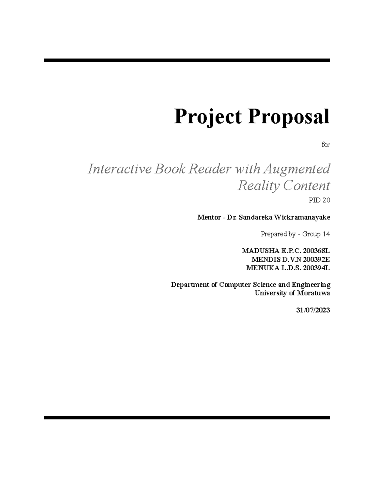 Project Proposal - Project Proposal for Interactive Book Reader with ...