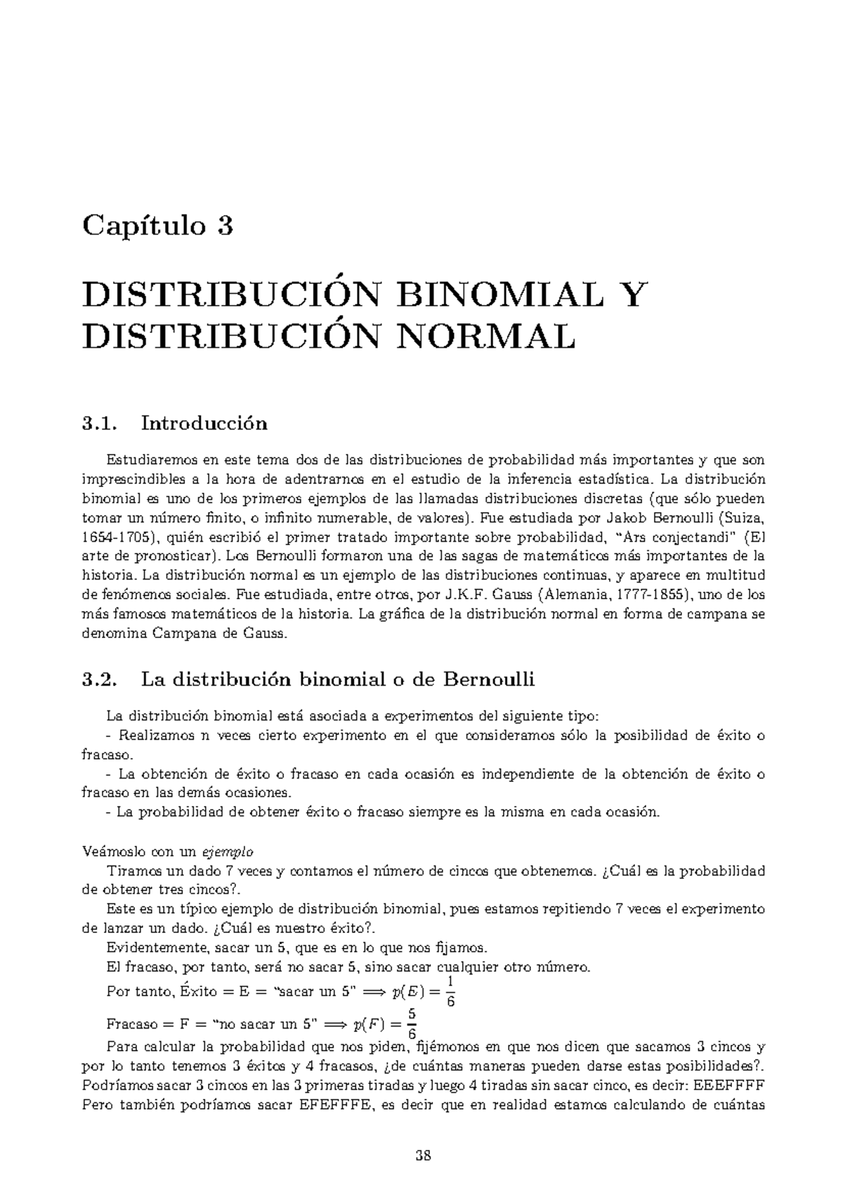 Distribucion Binomial Y Normal - Cap ́ıtulo 3 DISTRIBUCI ́ON BINOMIAL Y DISTRIBUCI ́ON NORMAL 3 ...