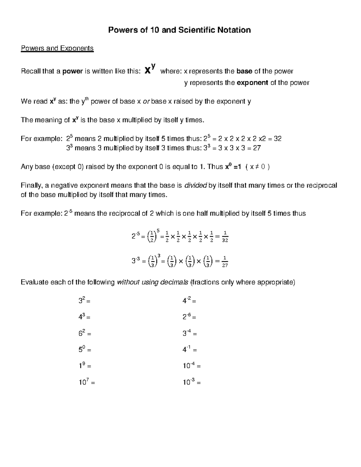 02 Powers of 10 and Scientific Notation - Copy - Powers of 10 and ...