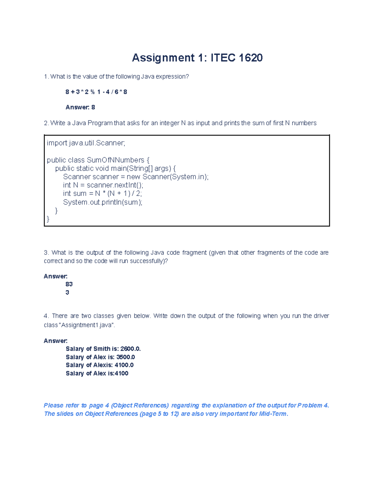 Solution Assignment 1 - Ap/Itec 1620 - Yorku - Studocu