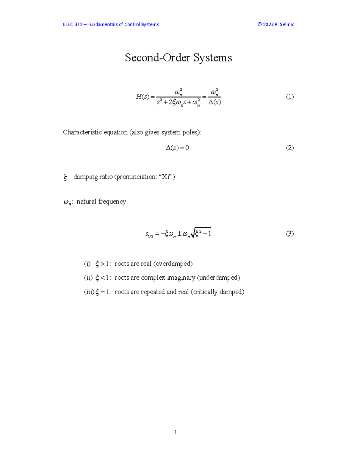 Lecture 8 - Second-order Systems - ELEC 372 - Concordia - Studocu