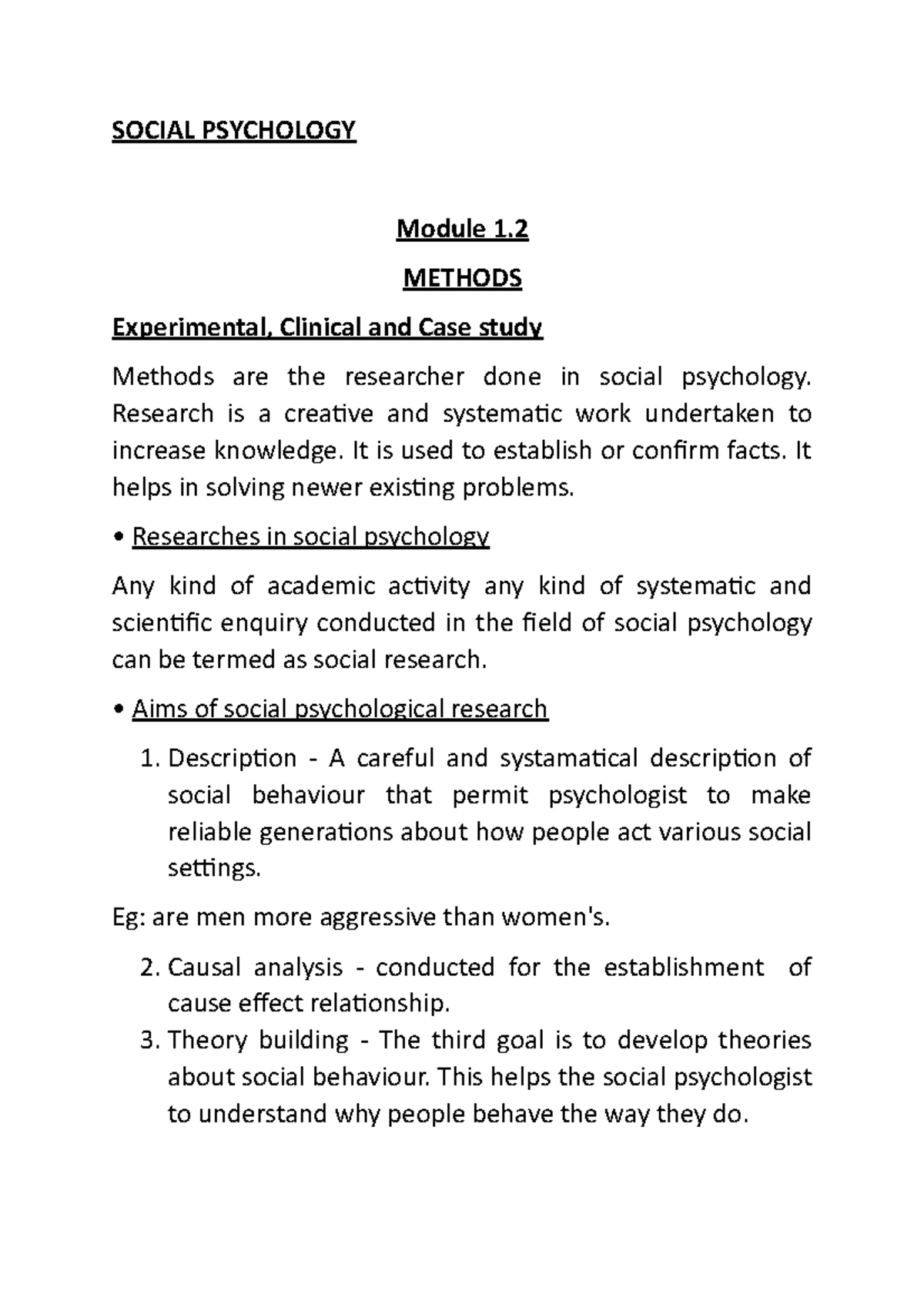 1. Social Psychology - Module 1.2 - Methods - SOCIAL PSYCHOLOGY Module ...