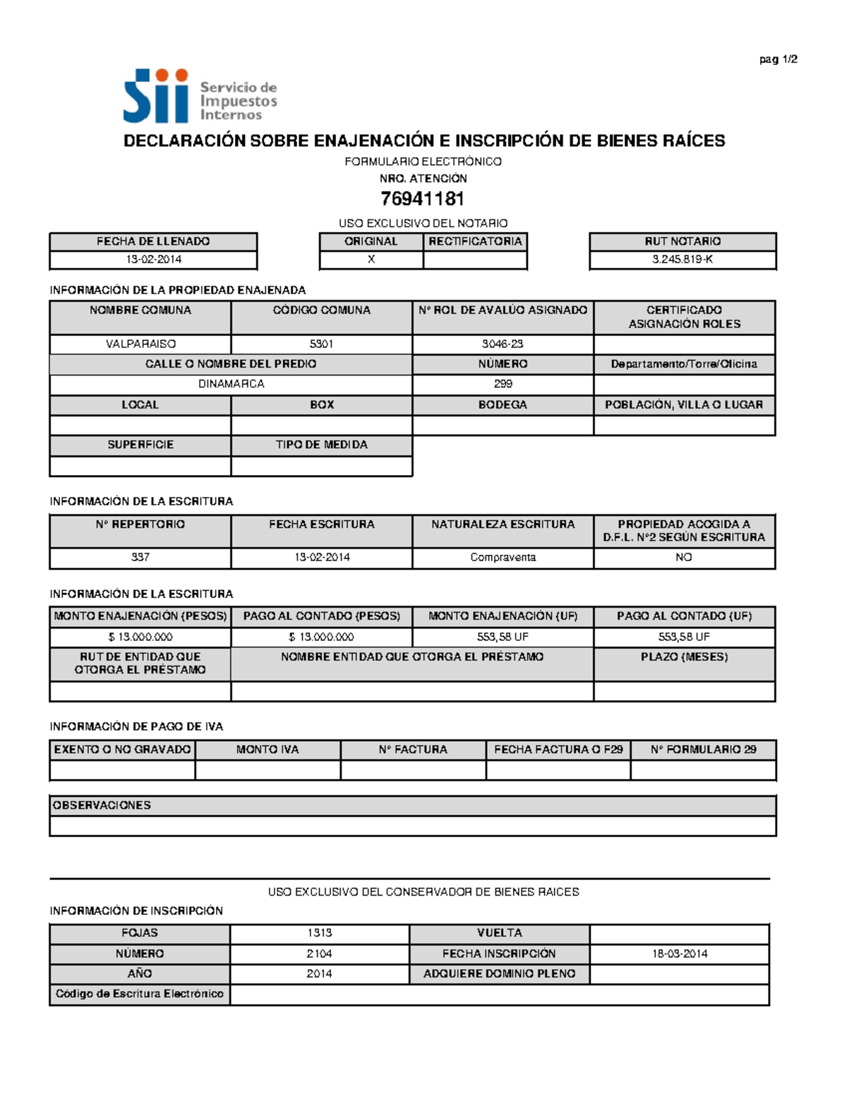 Formulario-7694118 - inscripción de sii de compraventa inmueble - pag 1 ...