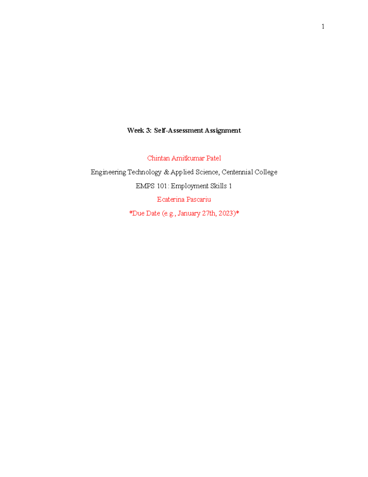 EMPS 101 - Week 3 - Self-Assessment Assignment Template - Week 3: Self ...