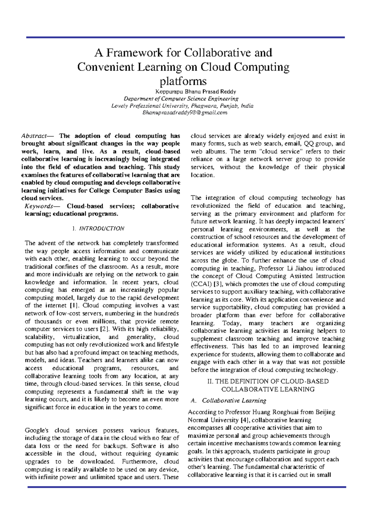 Term - A Framework for Collaborative and Convenient Learning on Cloud Computing platforms ...