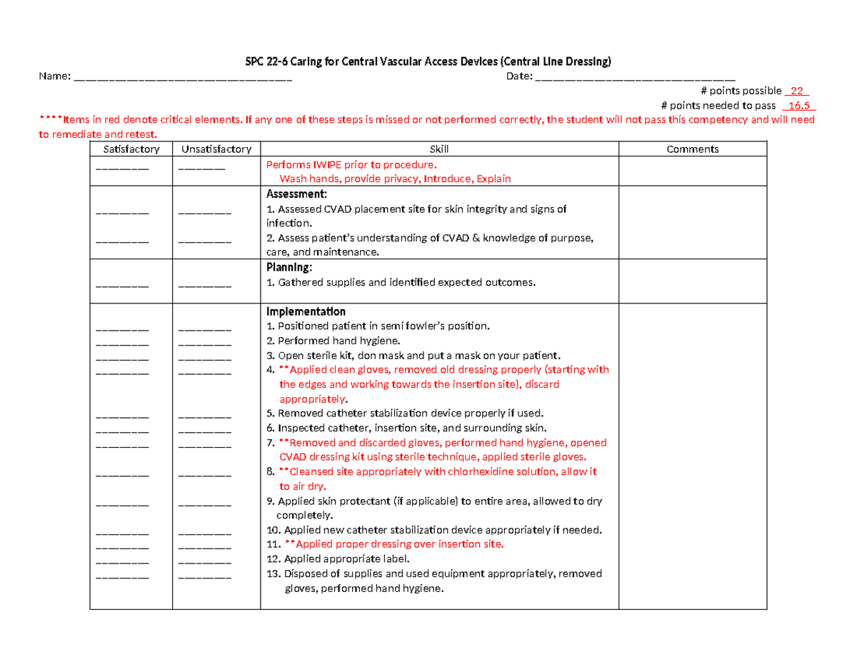 SPC 22-6 - Caring for Central Vascular Access Devices (Central Line ...